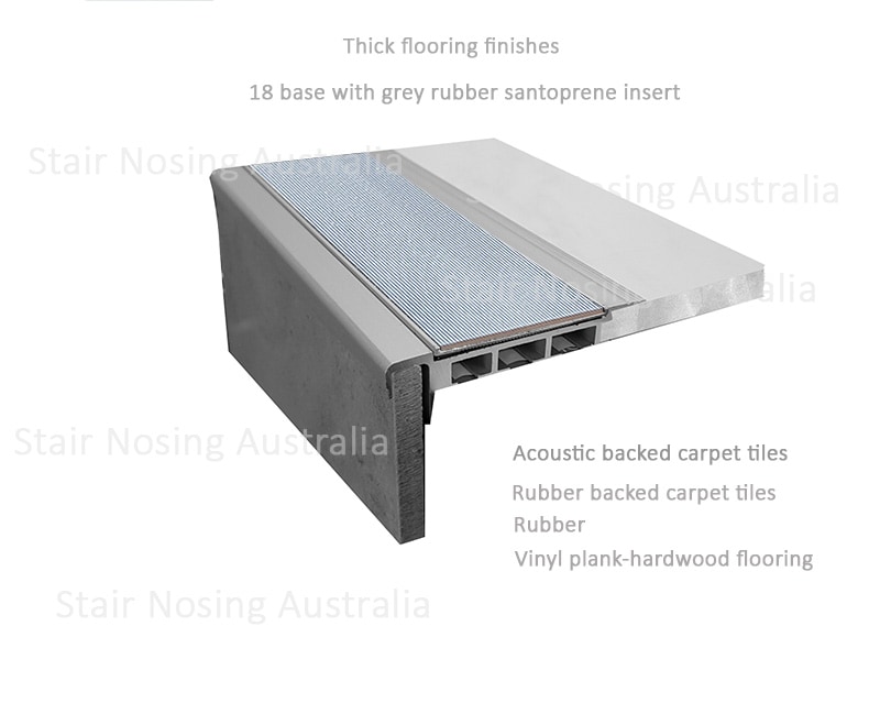 Stair nosing for ceramic tiles and carpet and vinyl.